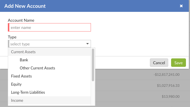 Chart of Accounts – SQUAVA Support
