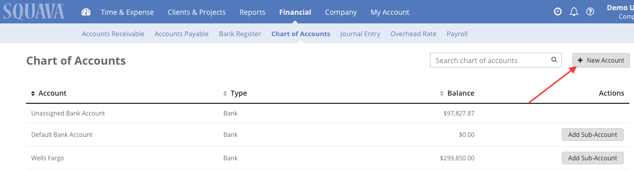 Chart of Accounts – SQUAVA Support
