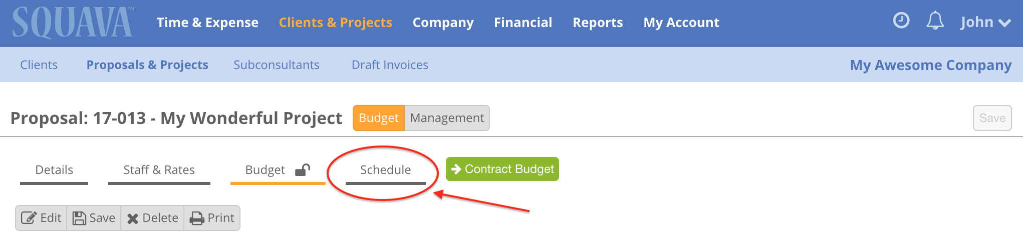 Project Schedule – SQUAVA Support