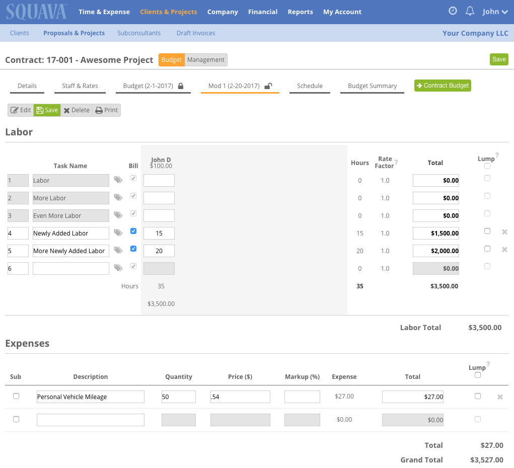 Modifying a Budget – SQUAVA Support