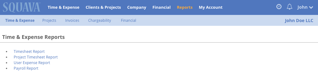 Timesheet Report – SQUAVA Support
