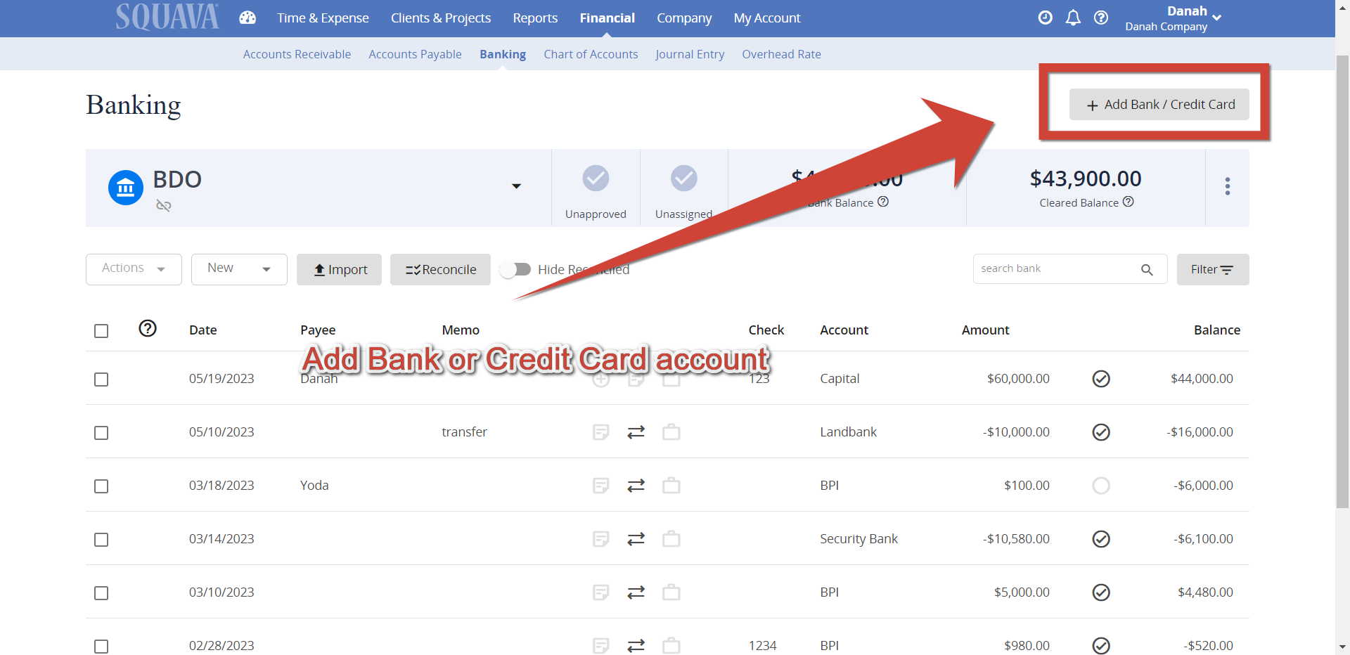 Bank and Credit Card Register Features Overview – SQUAVA Support