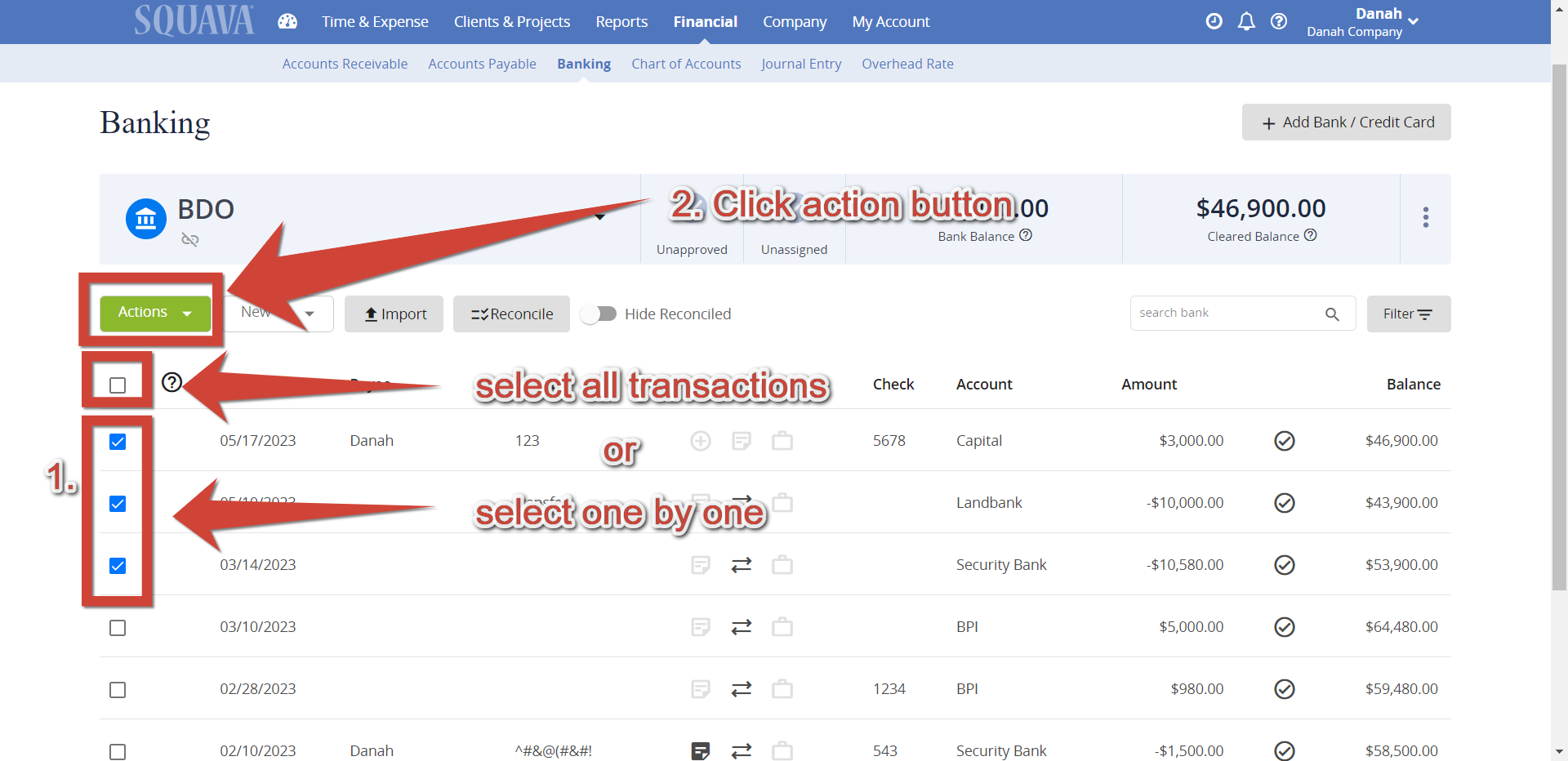 Bank and Credit Card Register Features Overview – SQUAVA Support