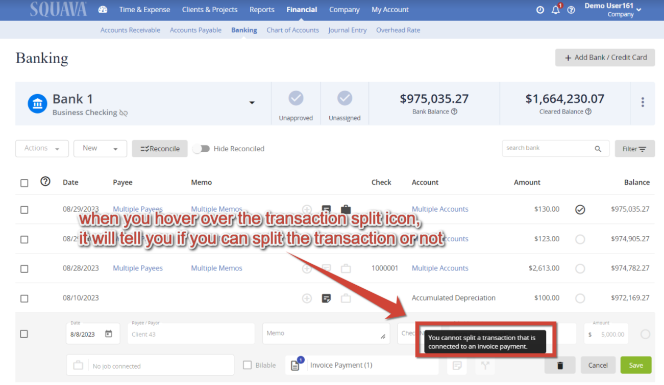 Split Bank Transactions – SQUAVA Support
