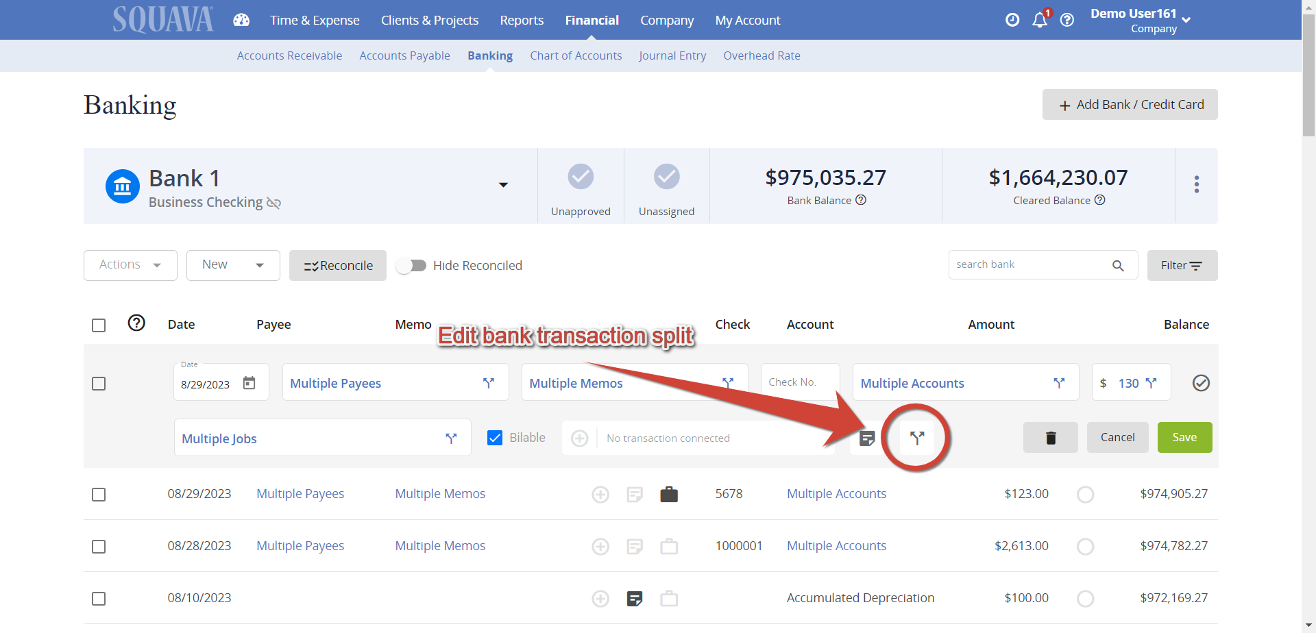 Split Bank Transactions – SQUAVA Support