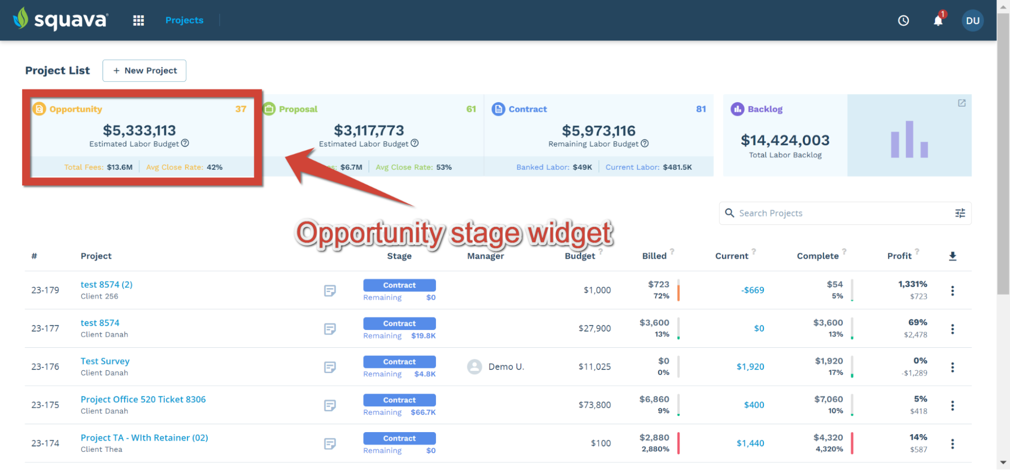 Project Stage Widgets – SQUAVA Support