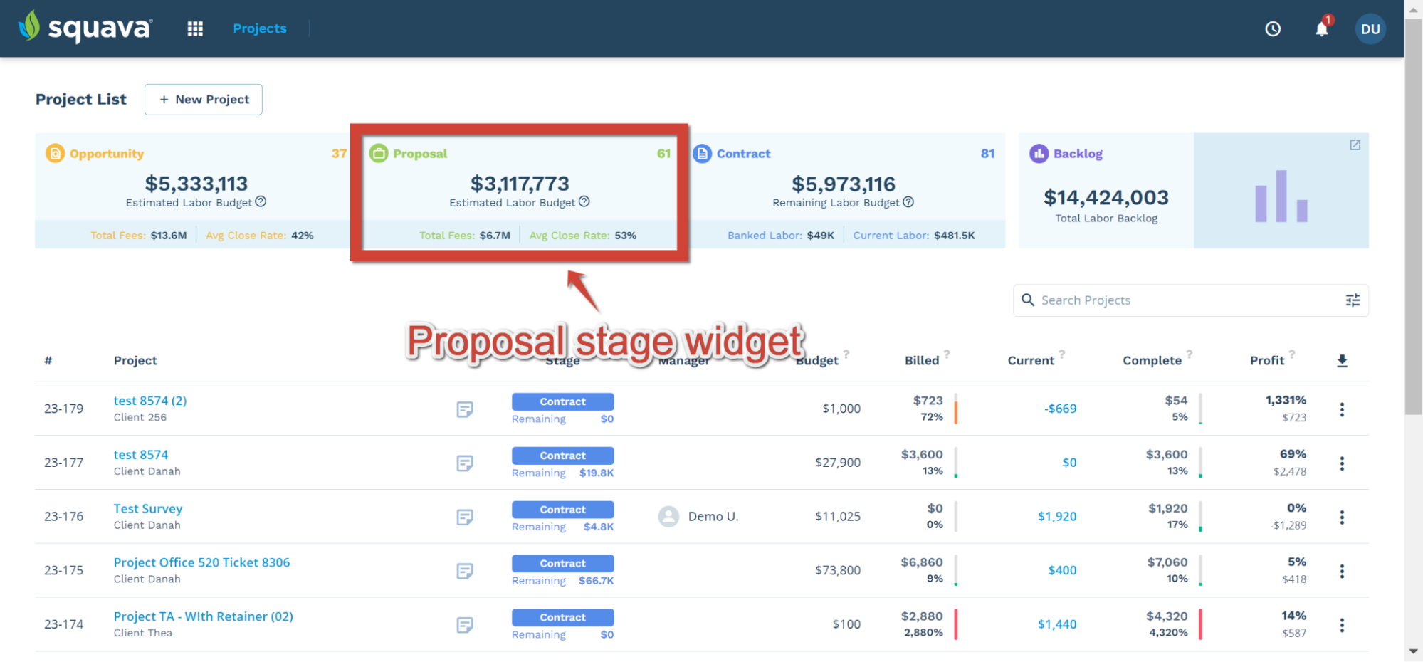 Project Stage Widgets – SQUAVA Support