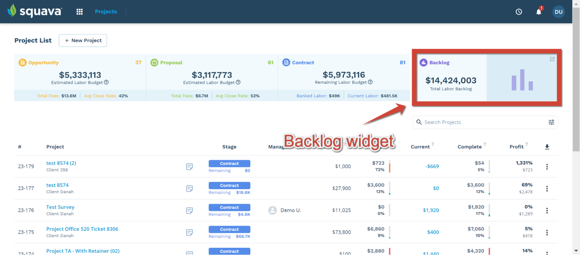 Project Stage Widgets – SQUAVA Support