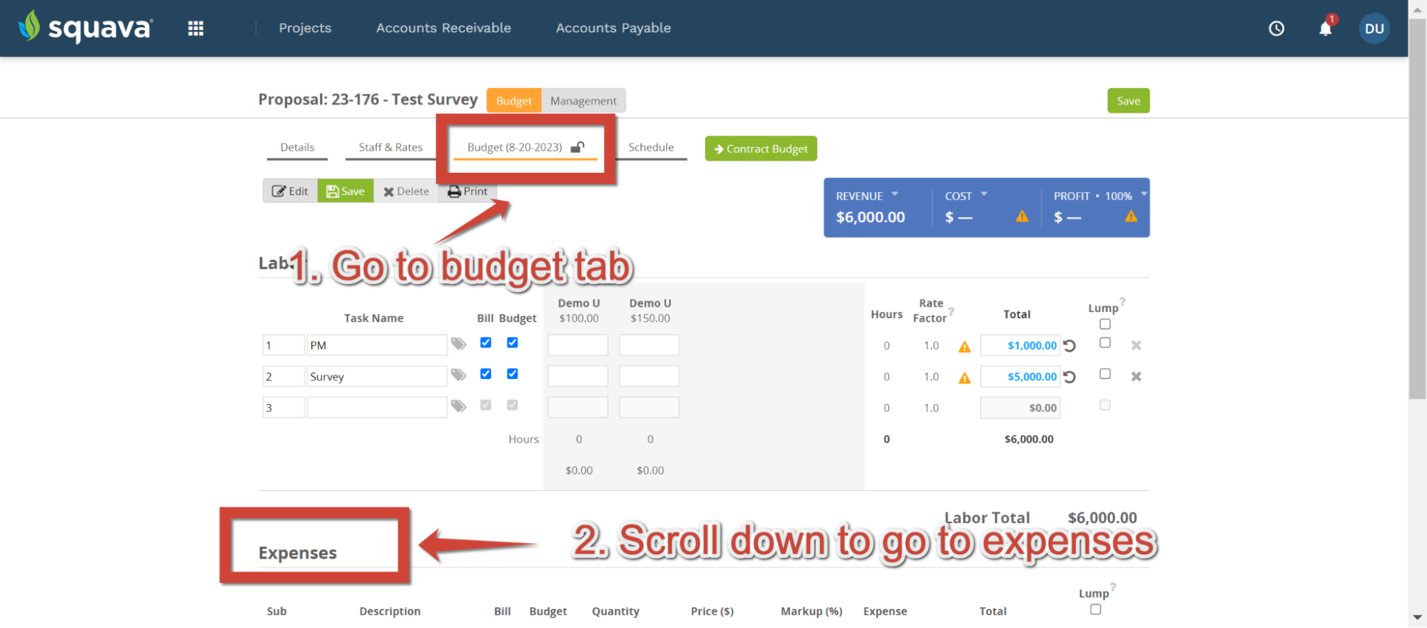 Subconsultant Expenses – SQUAVA Support