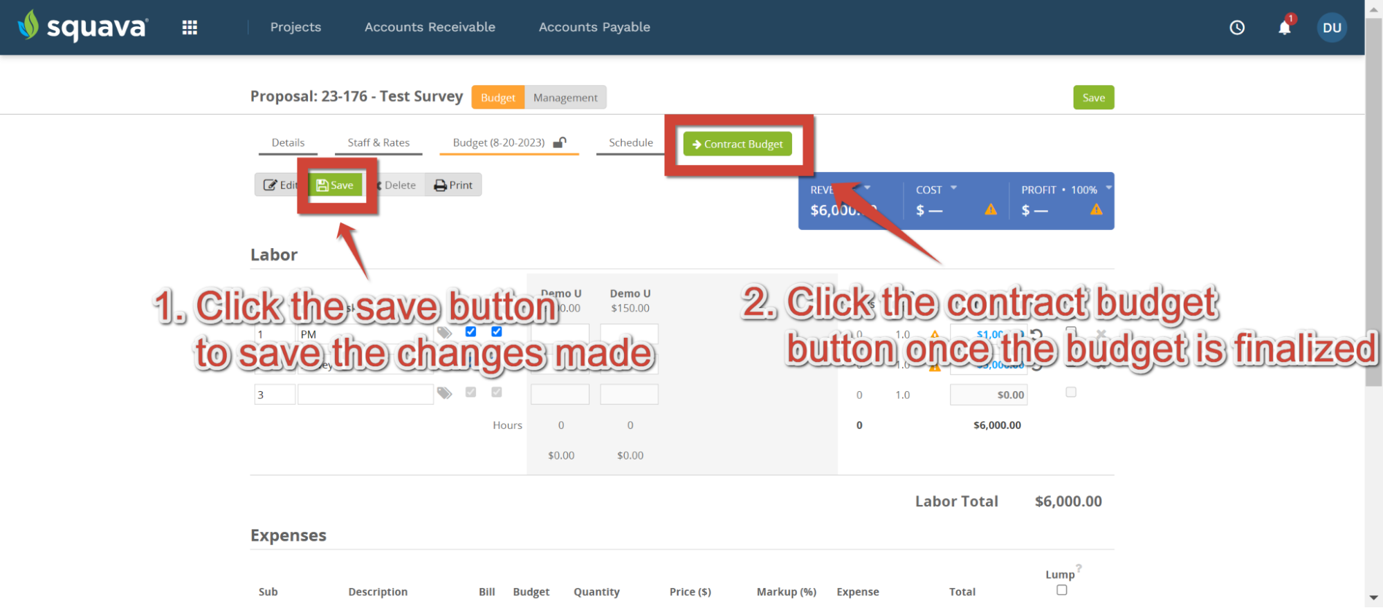Subconsultant Expenses – SQUAVA Support