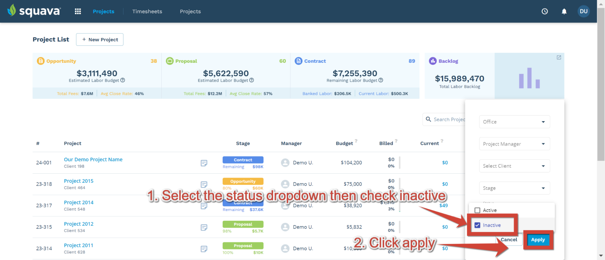 Activate A Project – SQUAVA Support