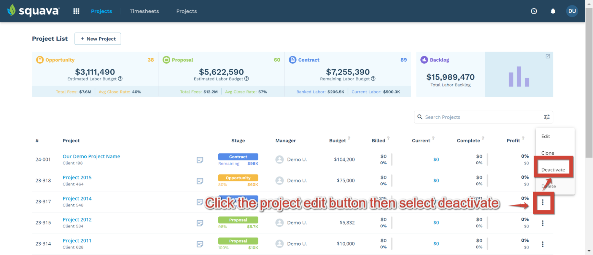 Activate A Project – SQUAVA Support