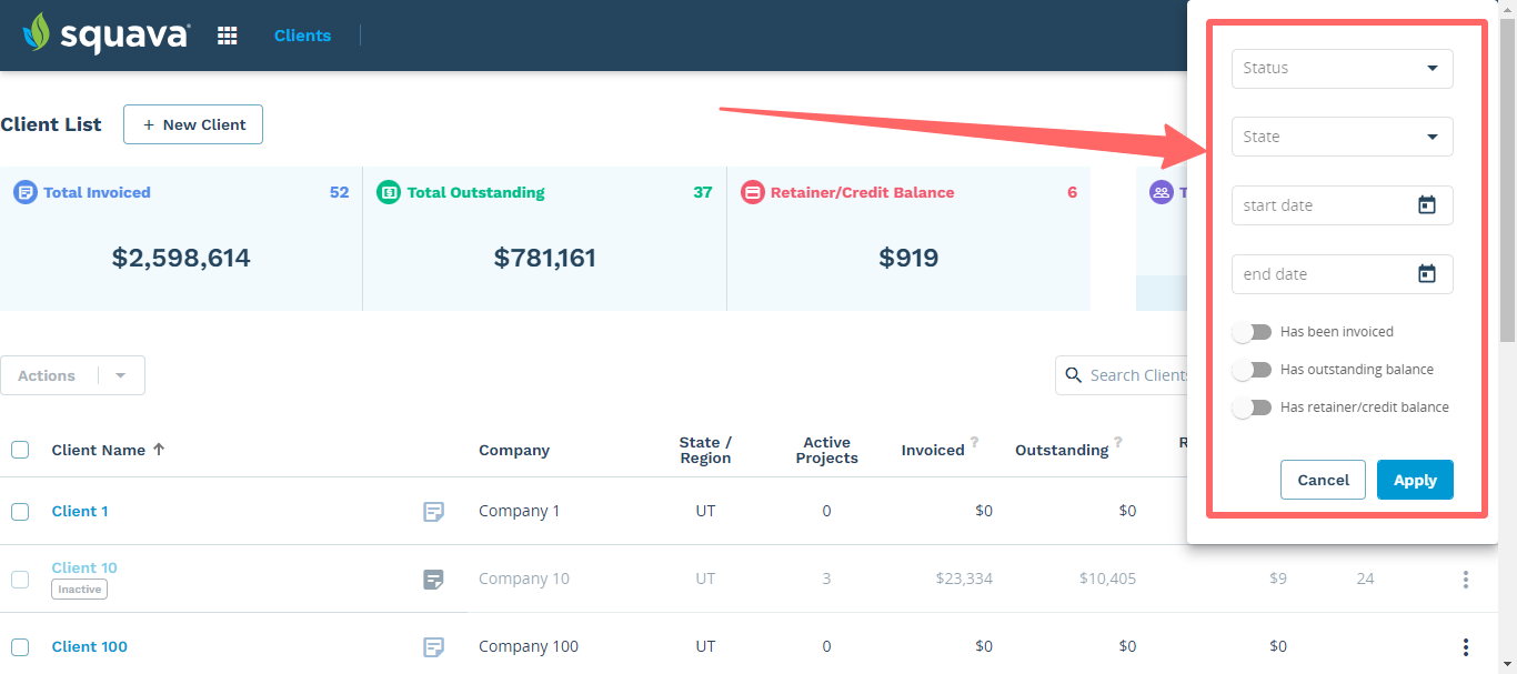 Viewing Clients – SQUAVA Support