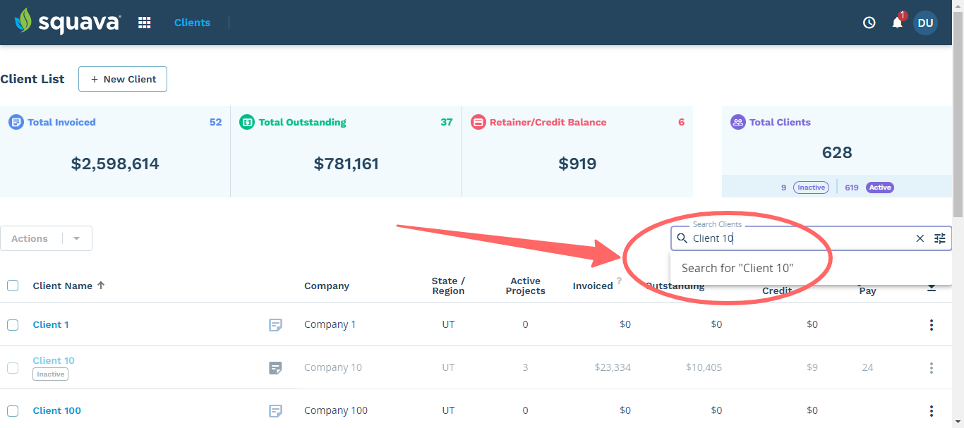 Viewing Clients – SQUAVA Support