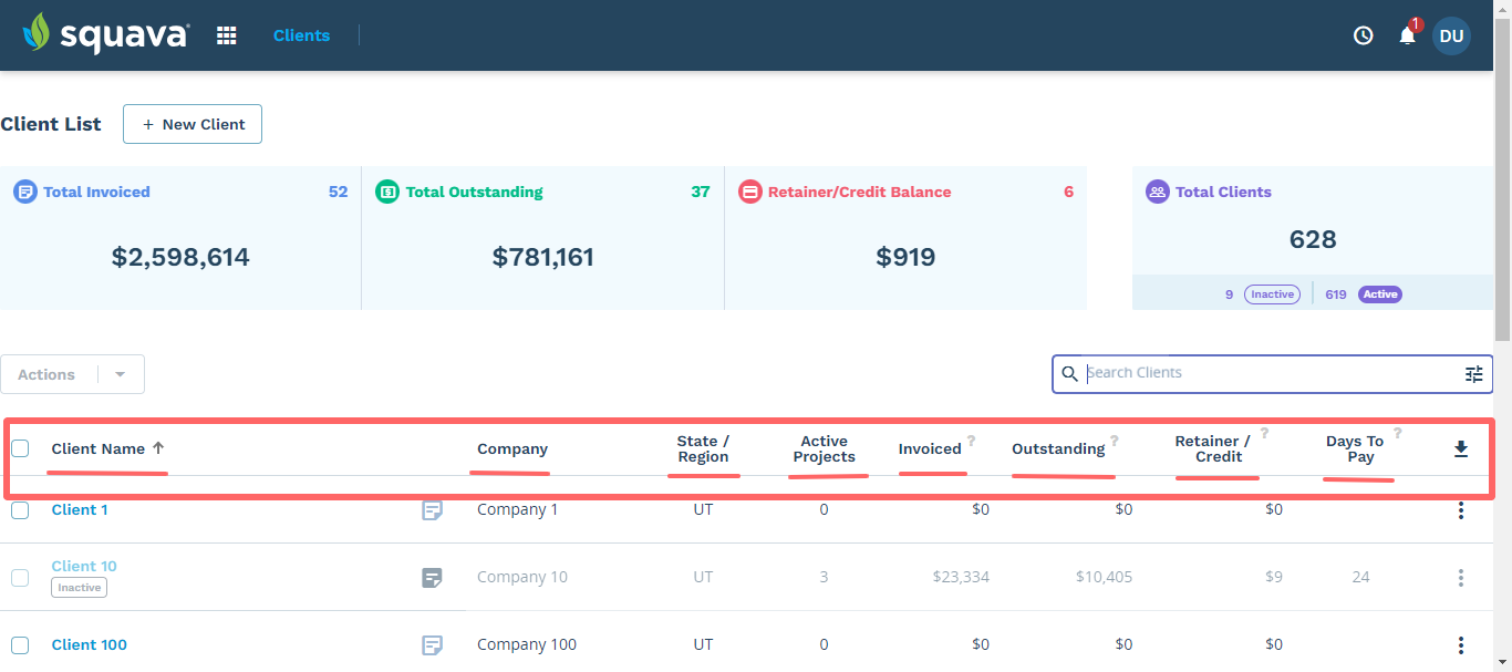 Viewing Clients – SQUAVA Support