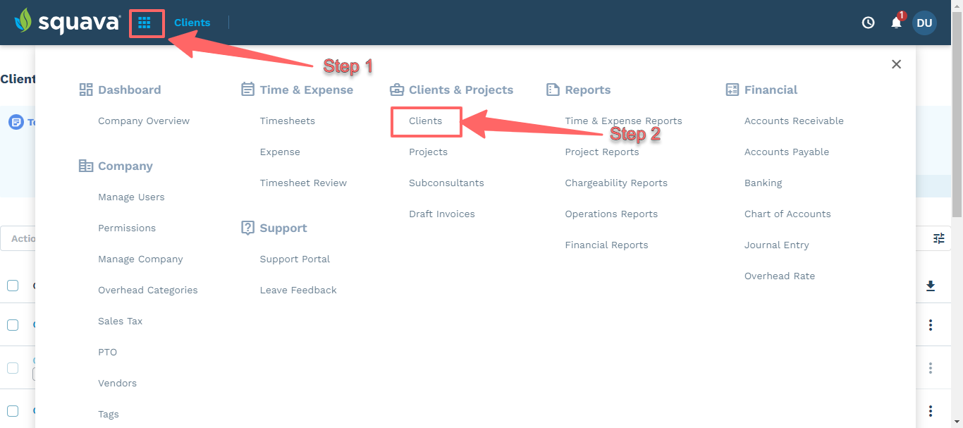 Managing Clients – SQUAVA Support
