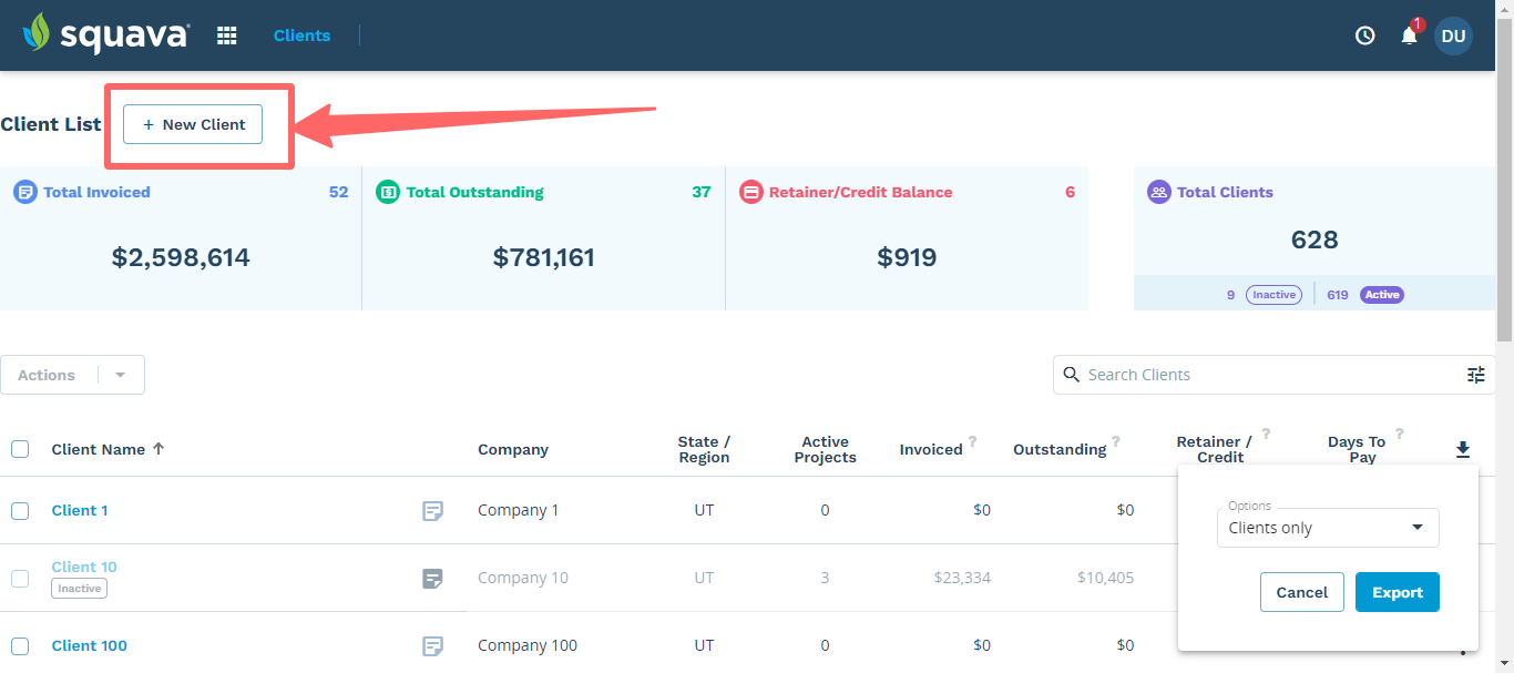 Managing Clients – SQUAVA Support