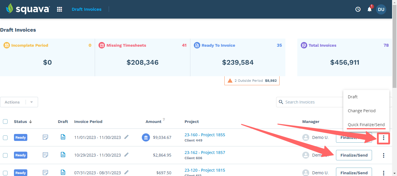 Managing Draft Invoices – SQUAVA Support
