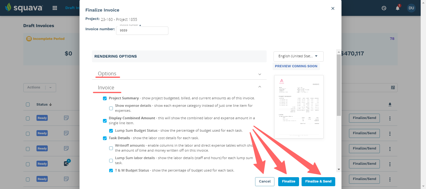 Managing Draft Invoices – SQUAVA Support