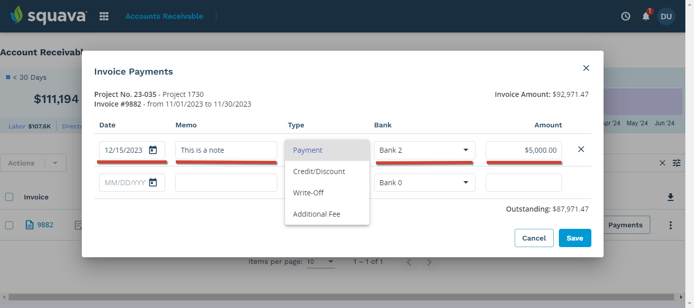 Applying Payments – SQUAVA Support