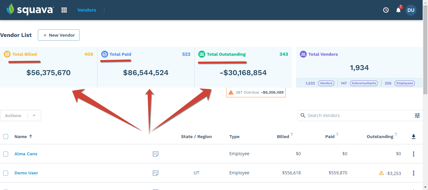 Viewing Vendors – SQUAVA Support