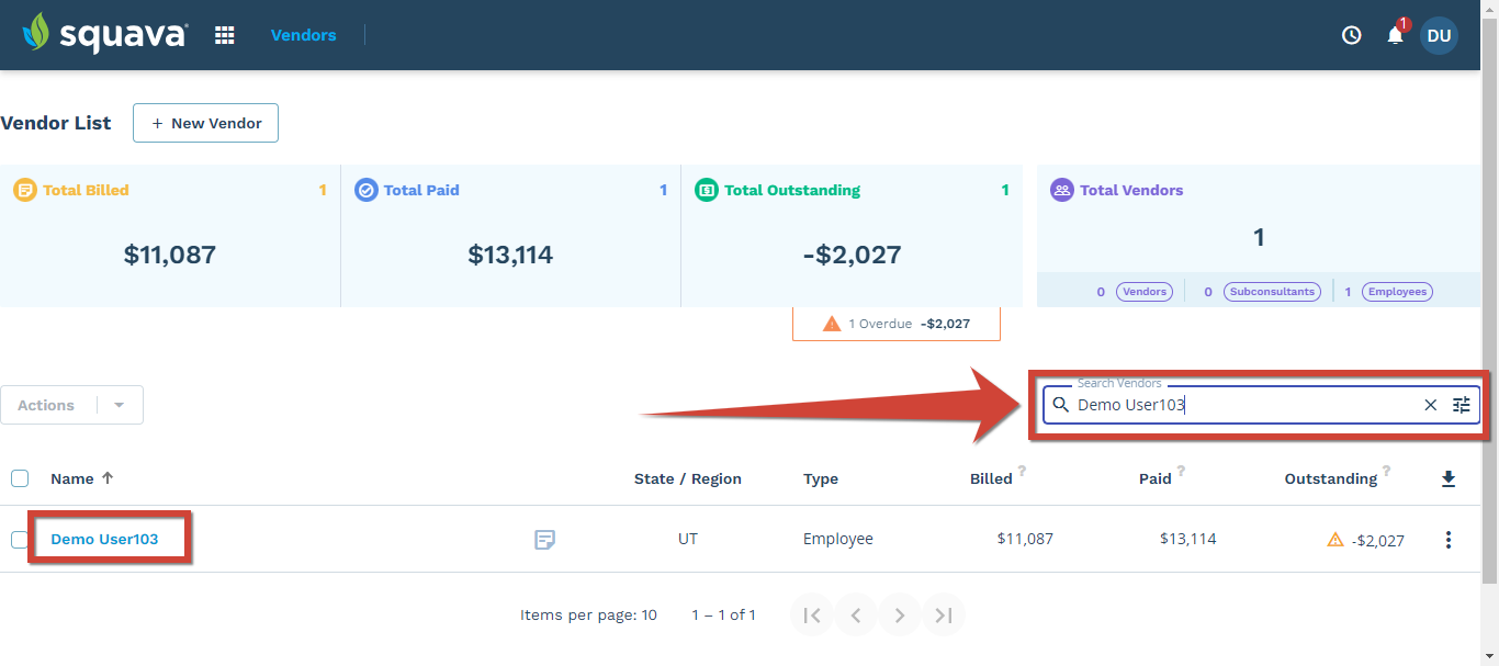 Viewing Vendors – SQUAVA Support