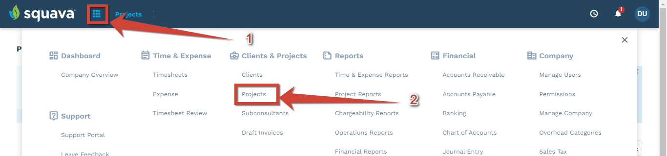 Adding Projects – SQUAVA Support