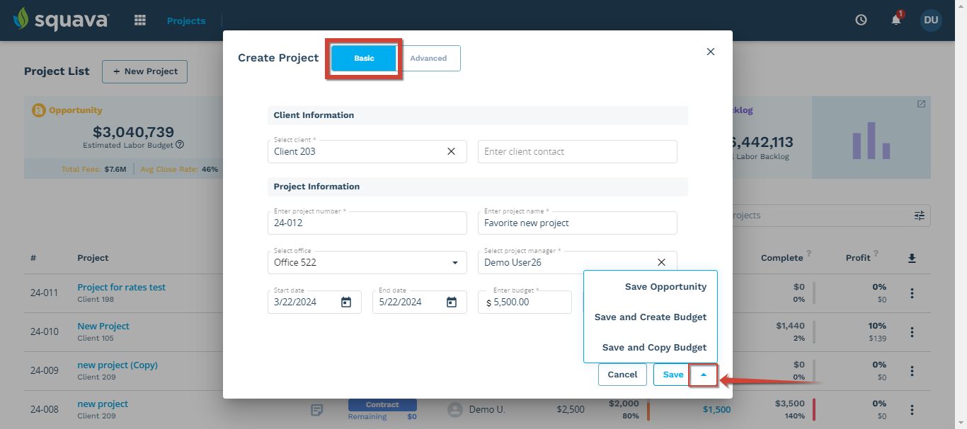 Adding Projects – SQUAVA Support