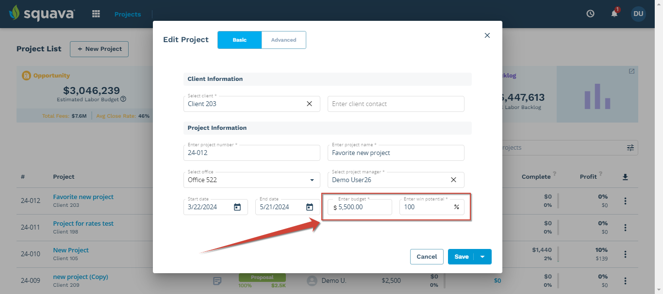 Adding Projects – SQUAVA Support