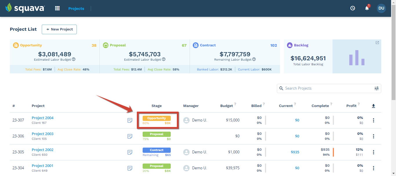 Viewing Projects – SQUAVA Support