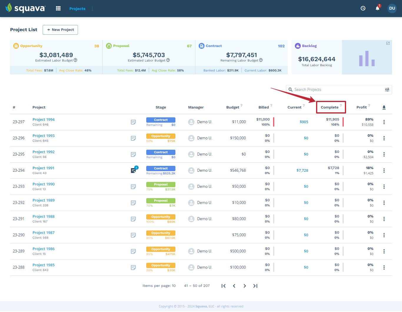 Viewing Projects – SQUAVA Support