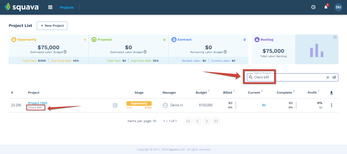 Viewing Projects – SQUAVA Support