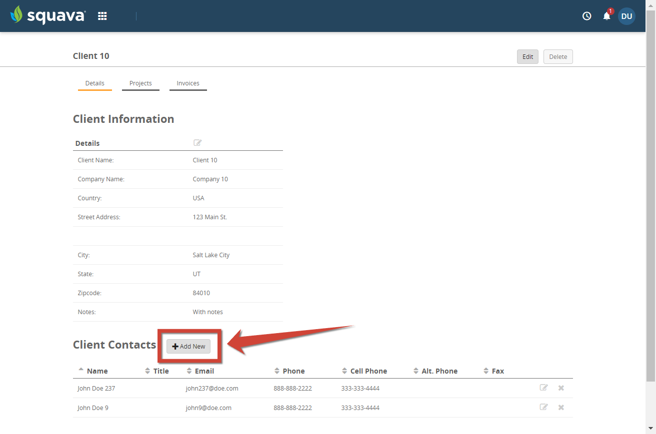 Manage Client Contacts – SQUAVA Support