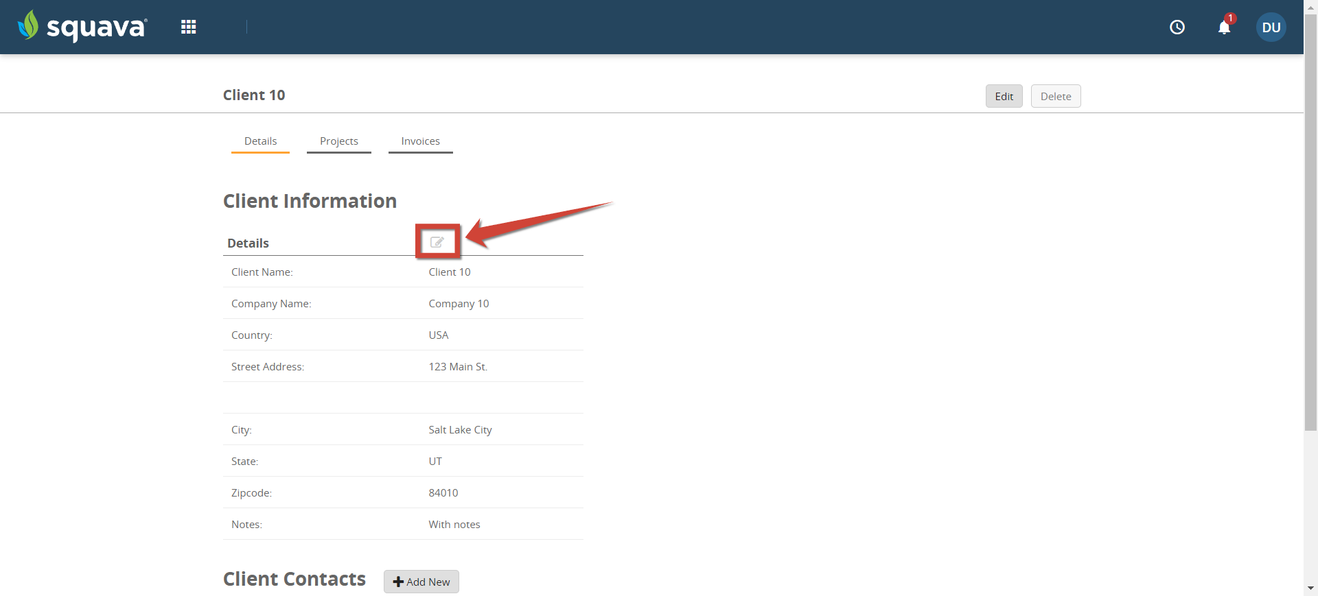 Manage Client Contacts – SQUAVA Support