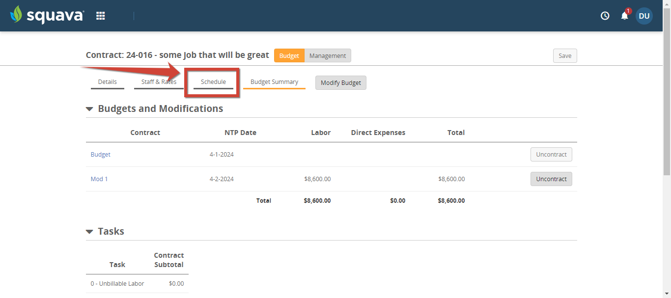 Project Schedule – SQUAVA Support