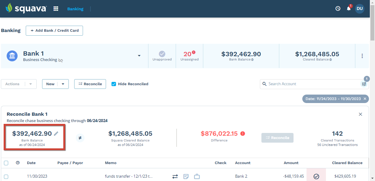 Reconcile Transactions – SQUAVA Support