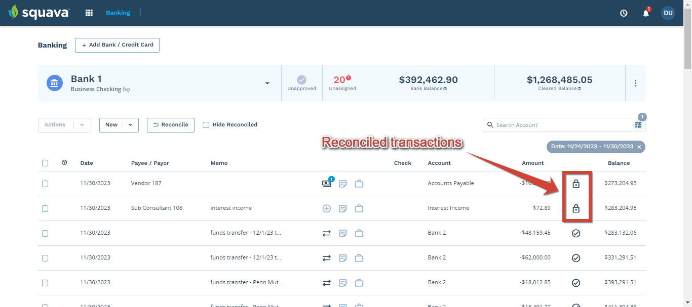Reconcile Transactions – SQUAVA Support