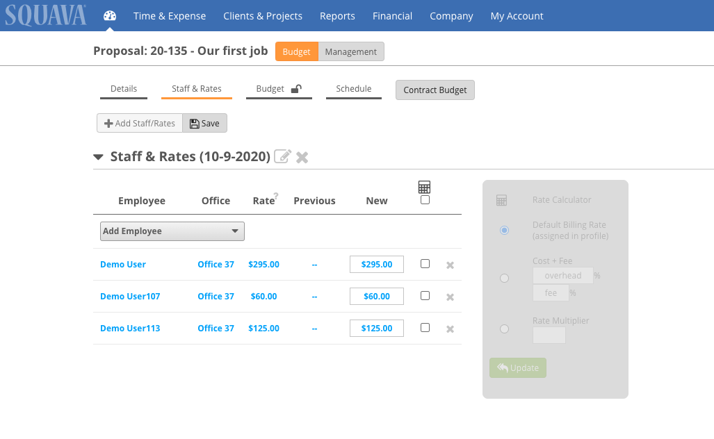 Creating Project Budgets – SQUAVA Support