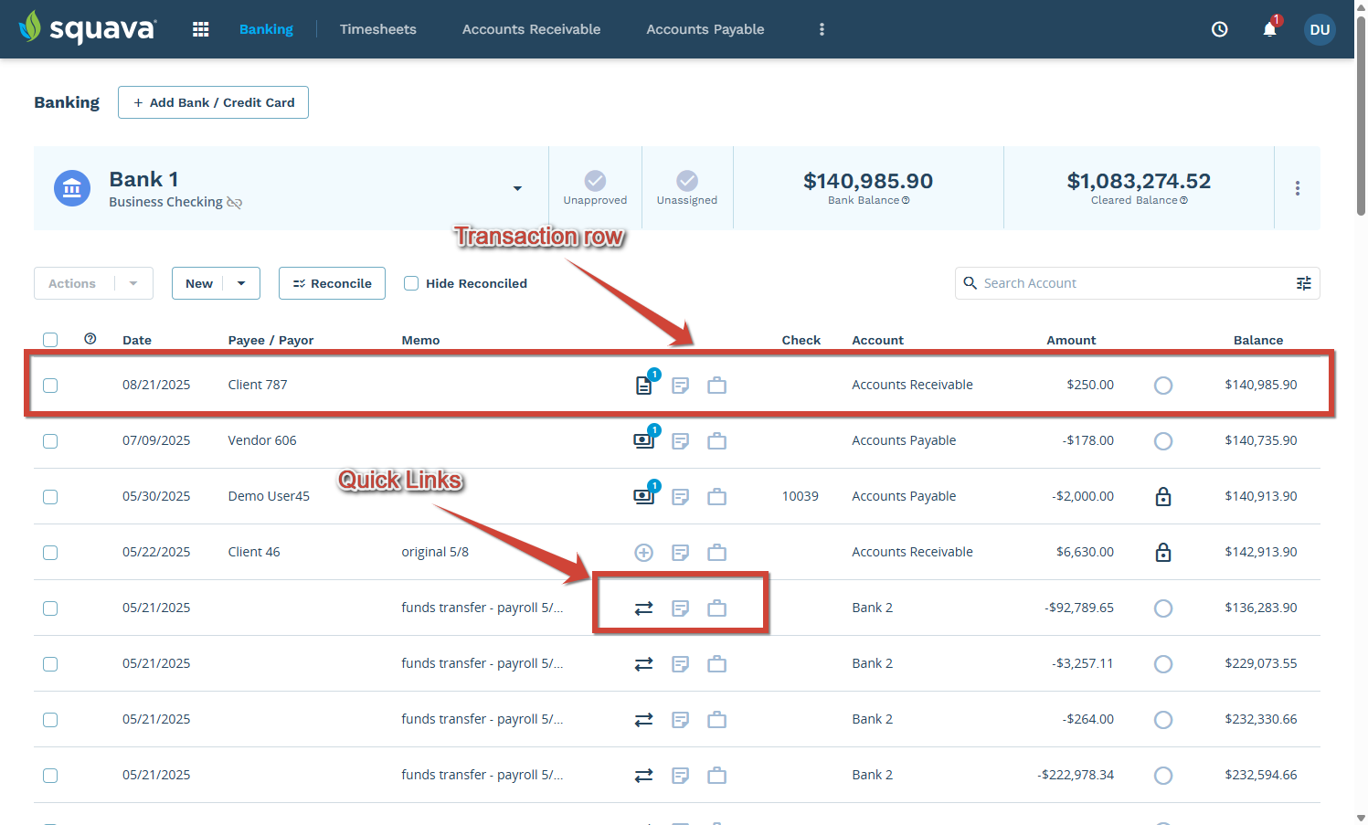 Bank and Credit Card Transactions – SQUAVA Support