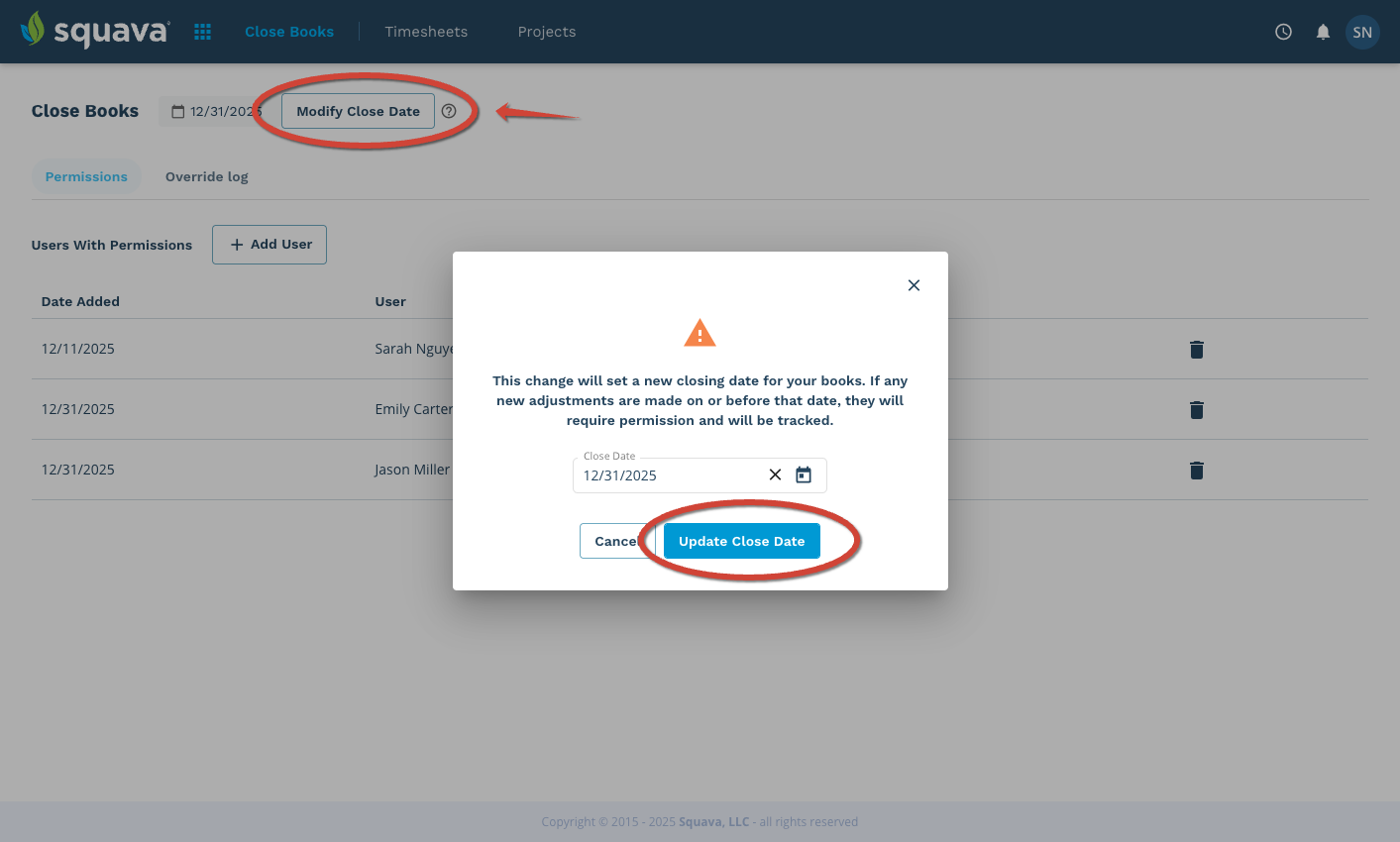 Close Books – SQUAVA Support