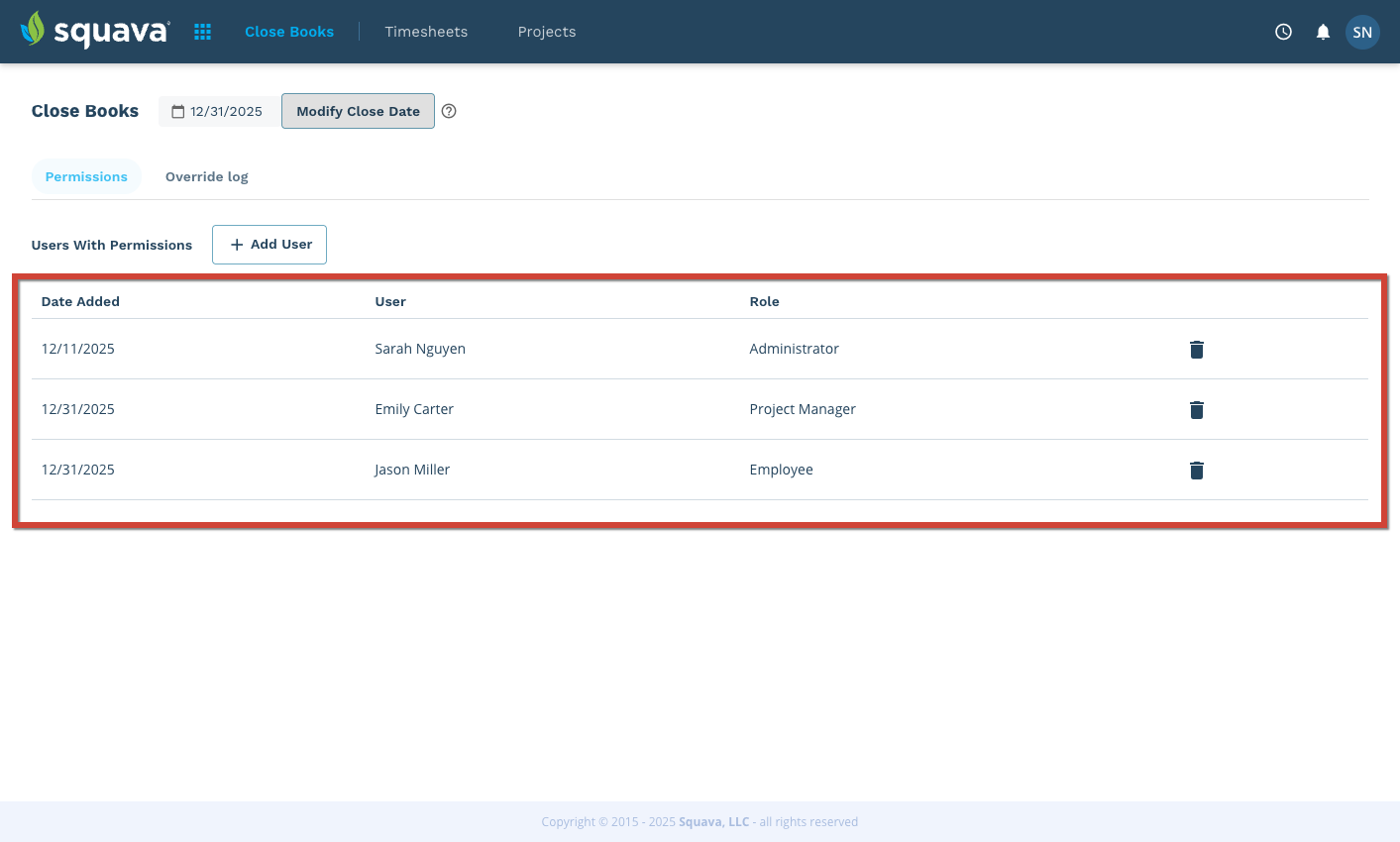 Close Books – SQUAVA Support